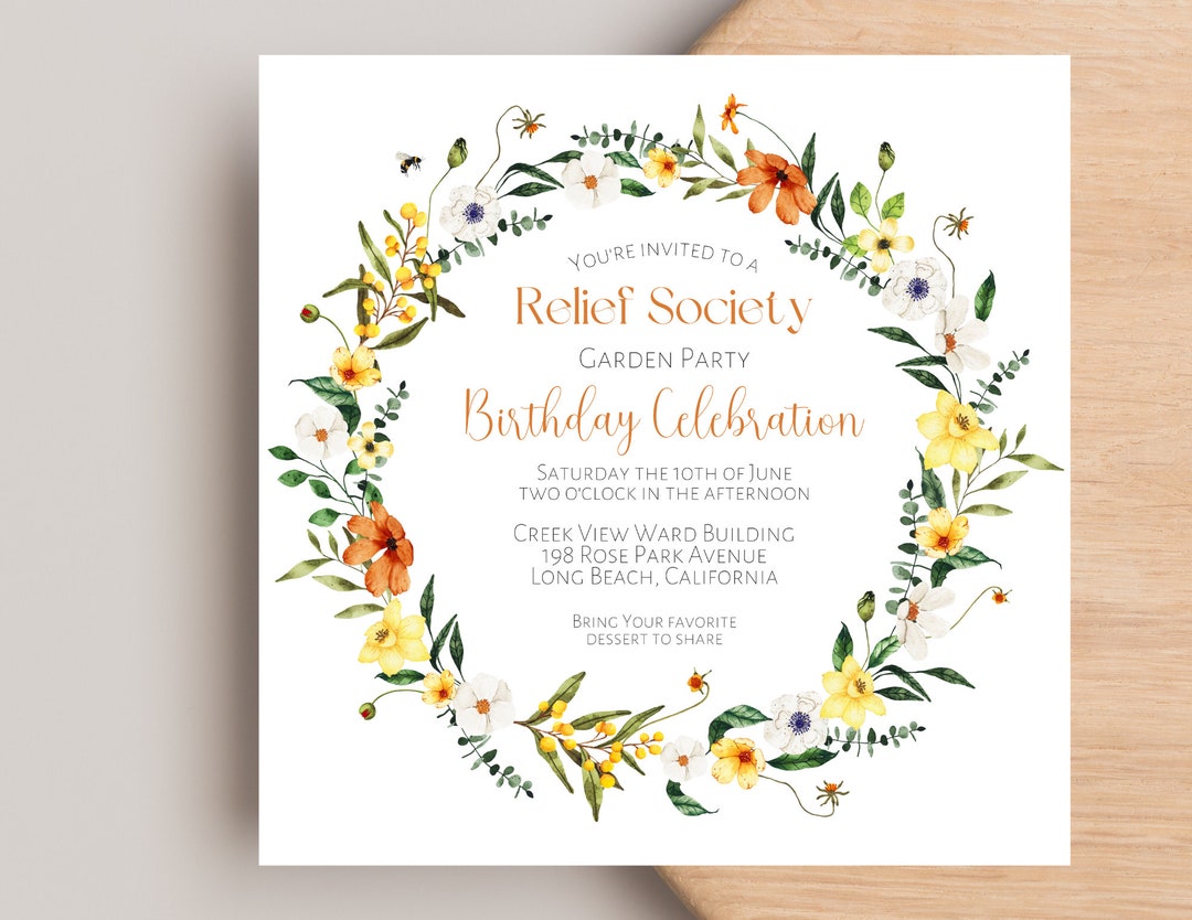 Relief Society Birthday Invitation | Relief Society Dinner Invite ...