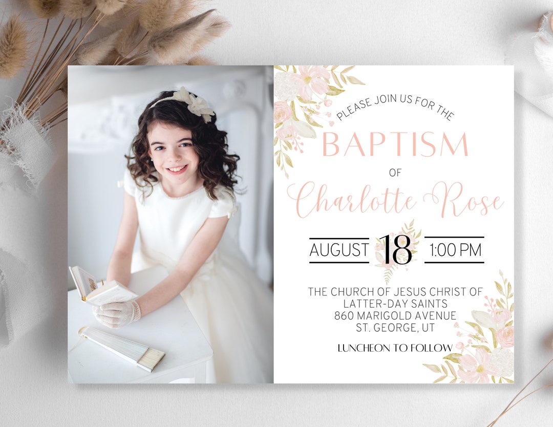 LDS Baptism Invitation | Baptism Invitation Template Girl | Latter Day ...