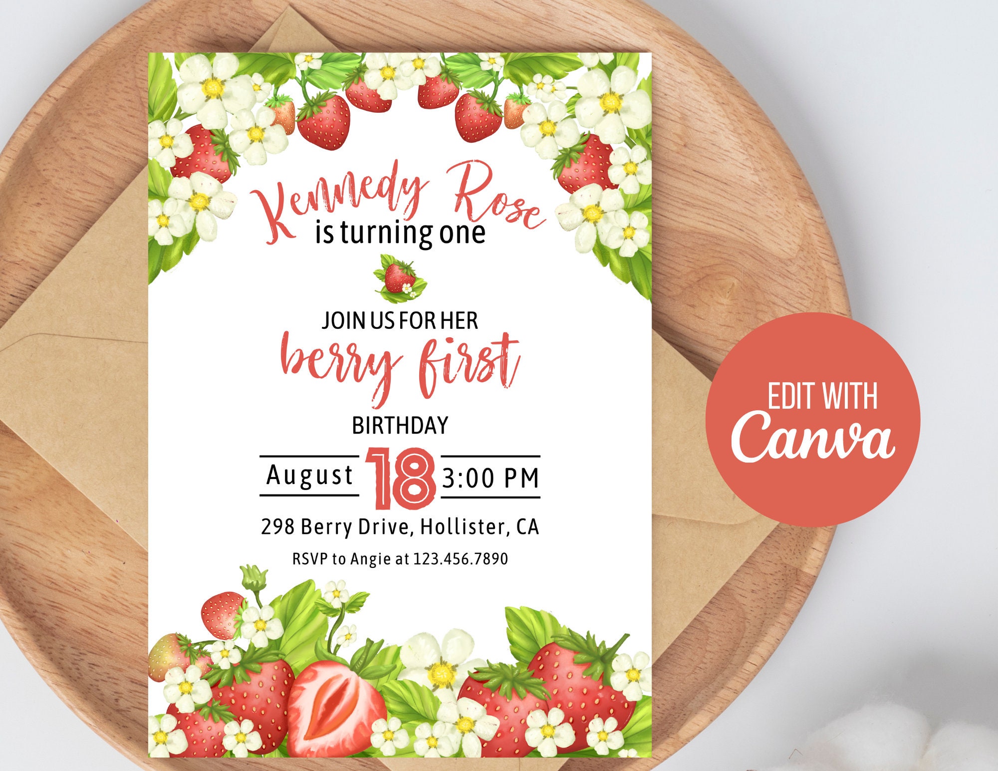 Berry First Birthday Invitation | Berry 1st Birthday Invitation | Girl ...