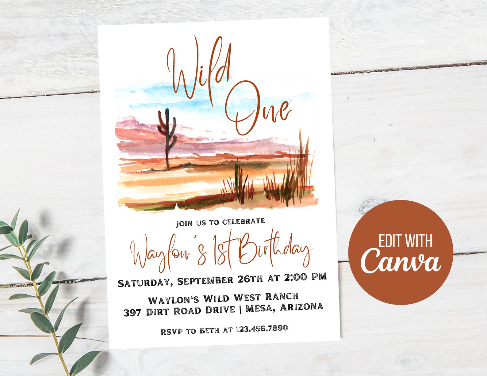 Wild One Western First Birthday Invitation Template | Western Birthday ...