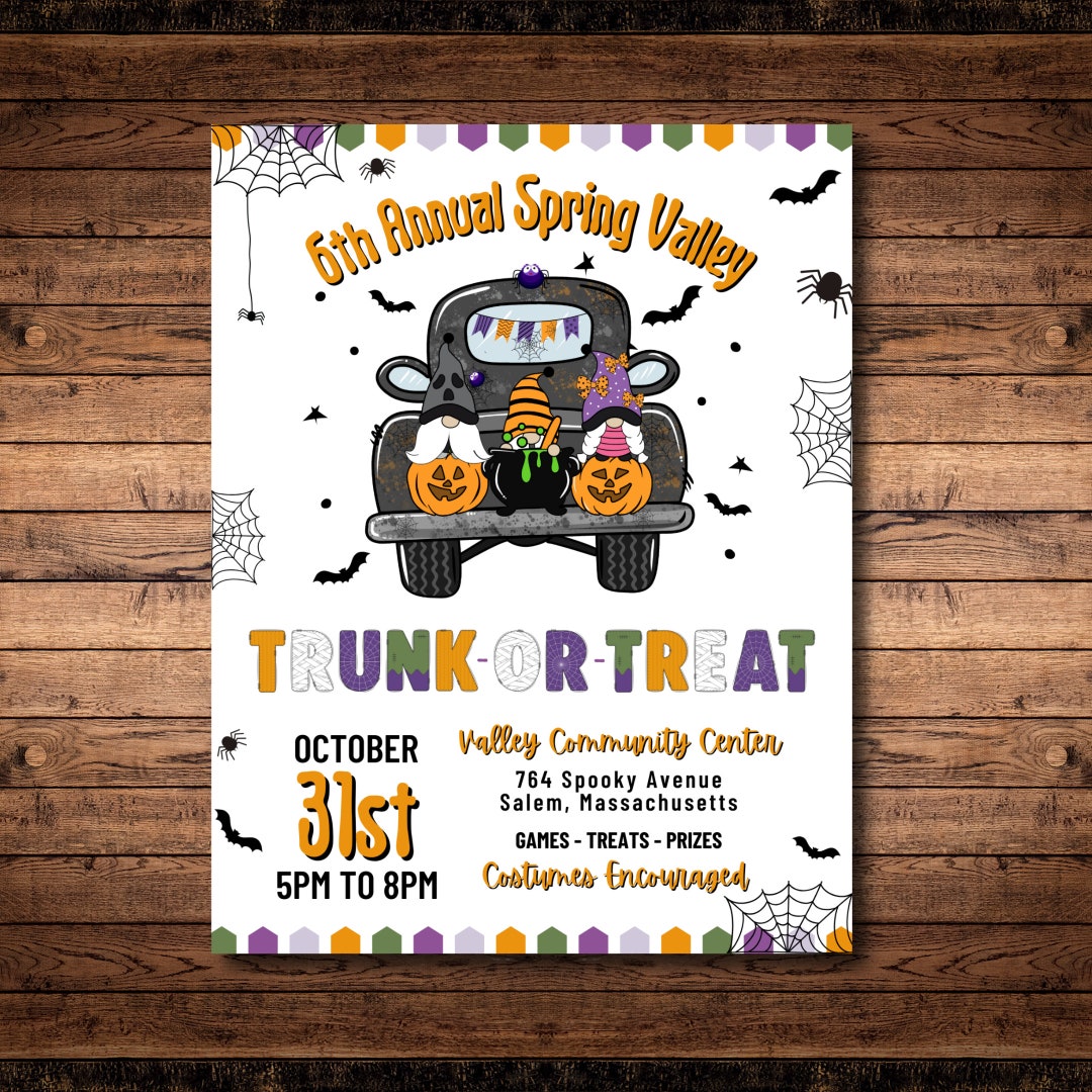 Trunk or Treat Halloween Flyer | Trunk or Treat Invitation | Trunk-or ...