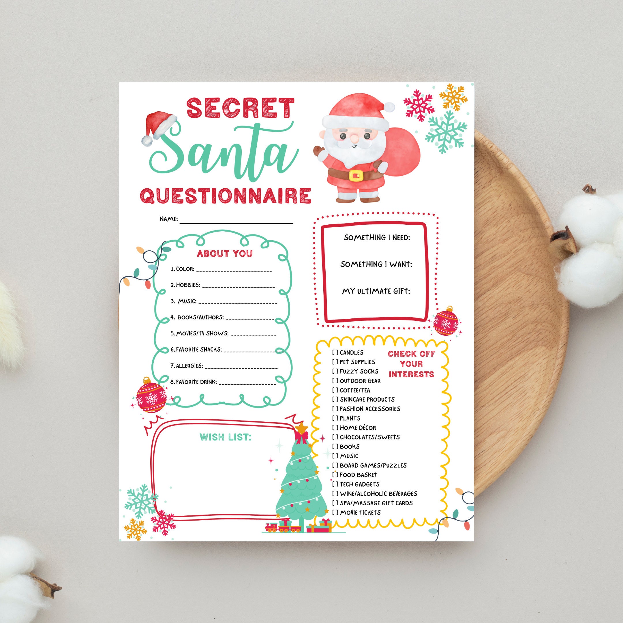 Secret Santa Questionnaire | Christmas Party | Work Secret Santa ...