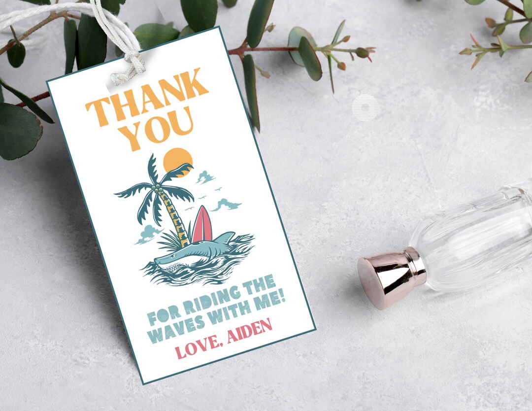 Surf Birthday Party Favor Tag Template, Printable Beach Party Birthday ...