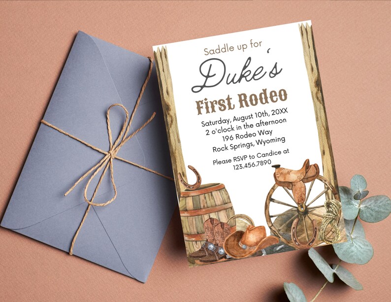 First Rodeo Birthday Invitation Template Boy Rodeo Invite - Etsy