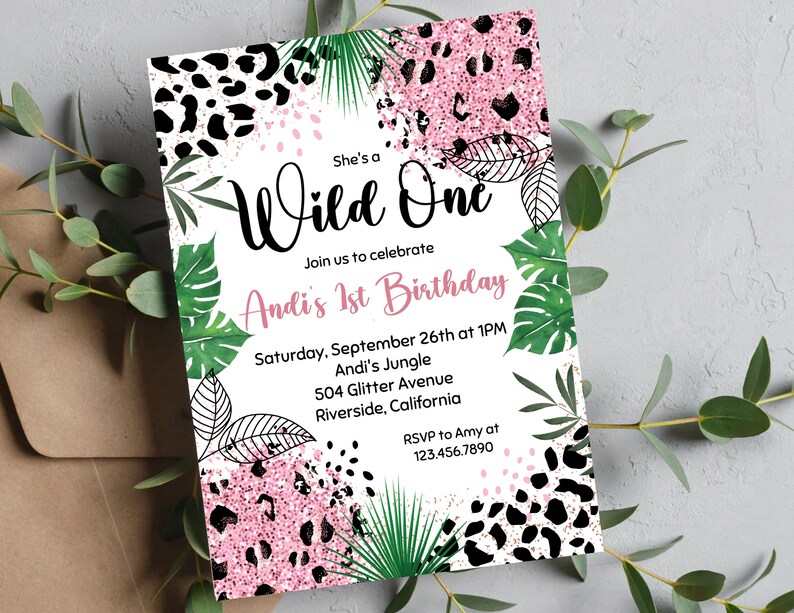 Wild One Birthday Invitation Girl First Birthday Party - Etsy