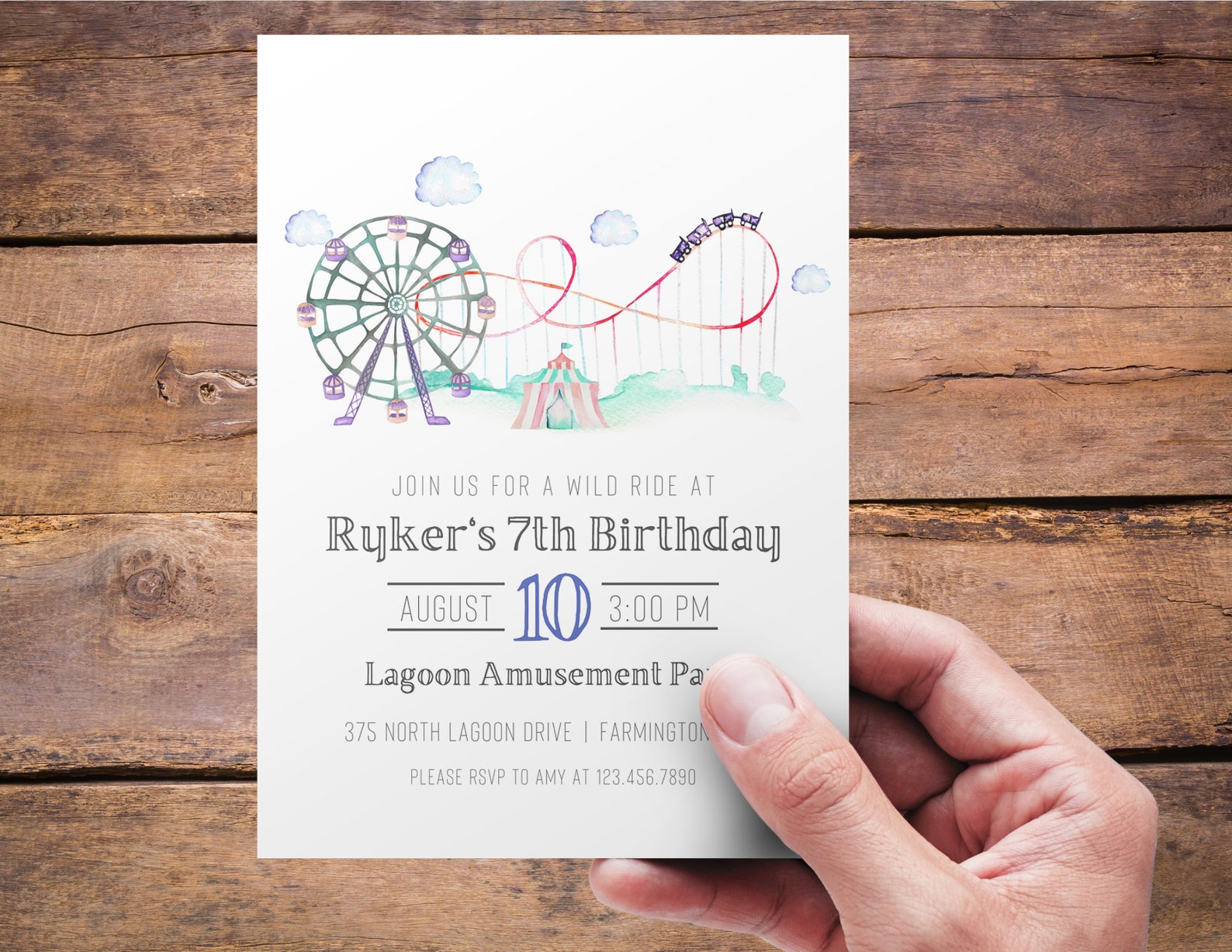 Amusement Park Birthday Amusement Park Invitation Roller Coaster Invite ...
