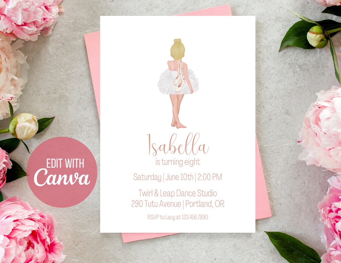 Ballerina Birthday Invitation Ballet Birthday Invitation Dancing ...