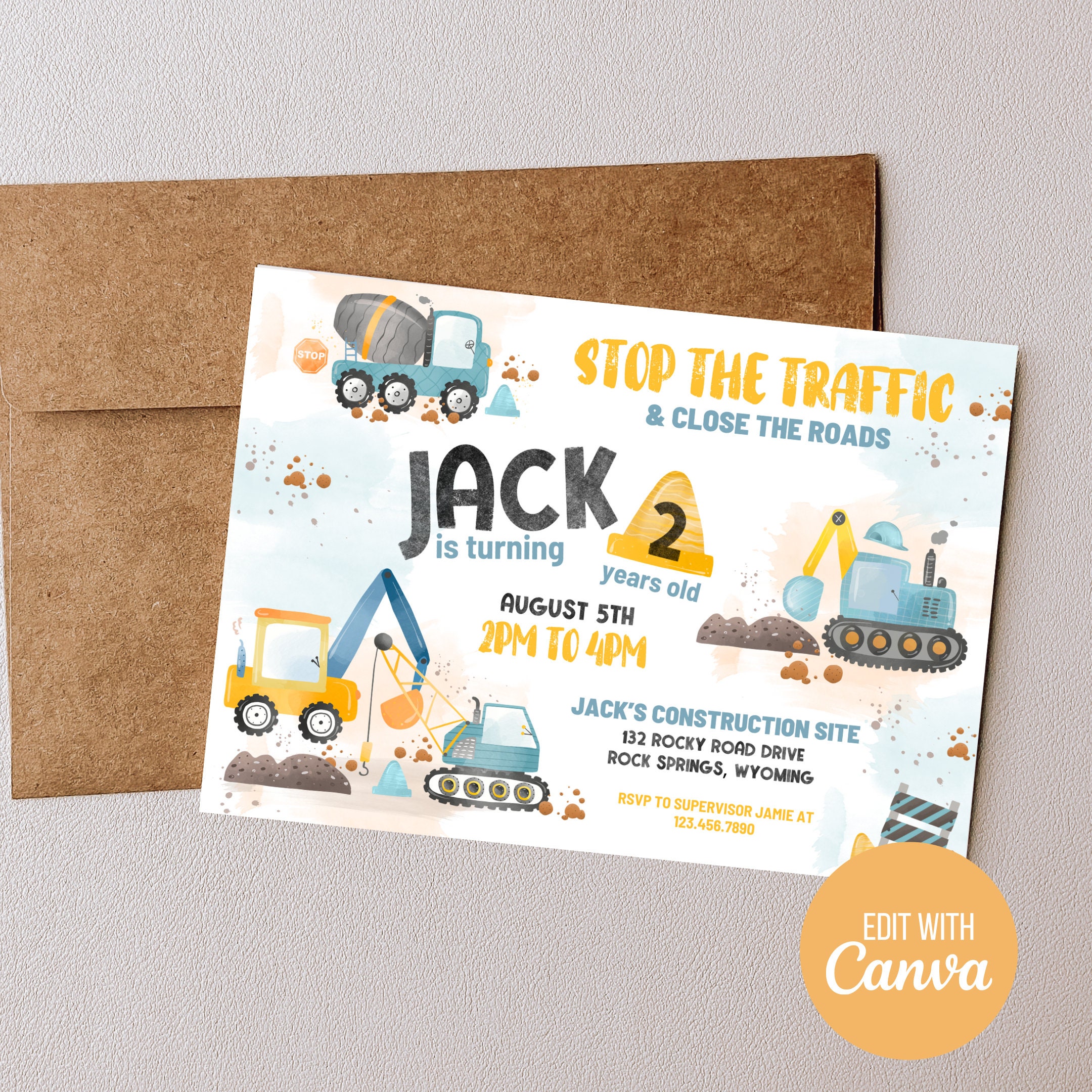 Construction Invitation | Construction Birthday Invitations | Dump ...