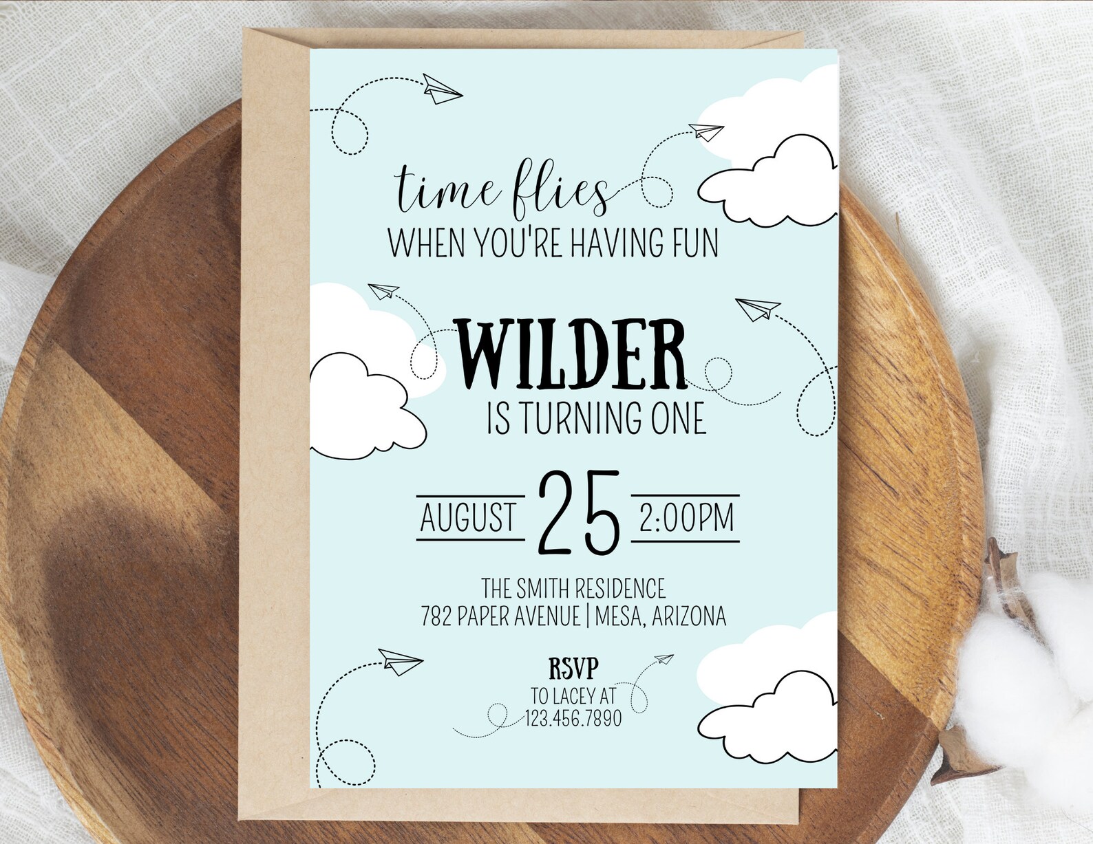 Paper Airplane Birthday Invitation | Paper Airplane First Birthday ...