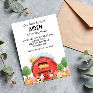 Farm Birthday Invitation | Our Little Farmer | Farm Birthday Invitation ...