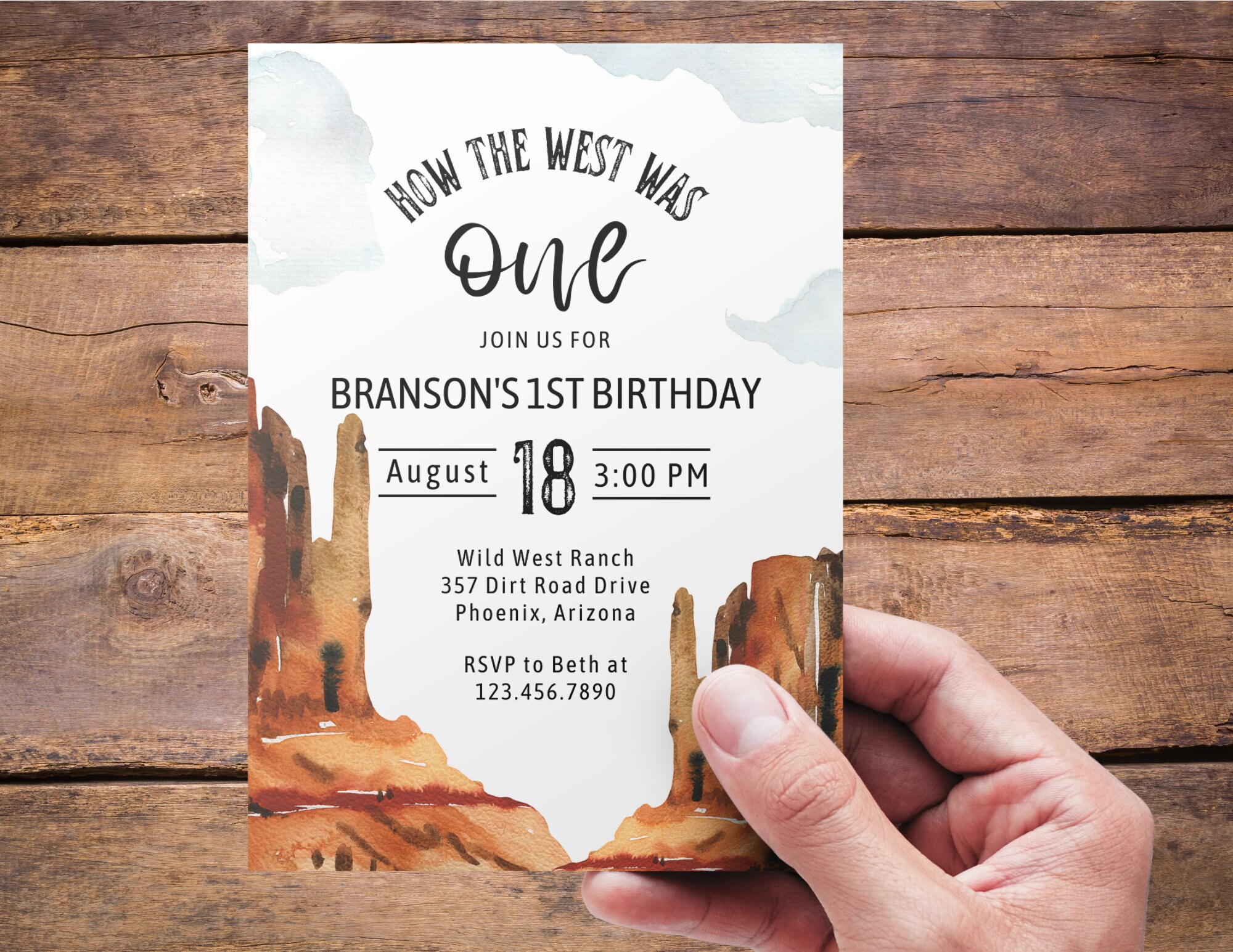 Western First Birthday Invitation Template How the West Was - Etsy