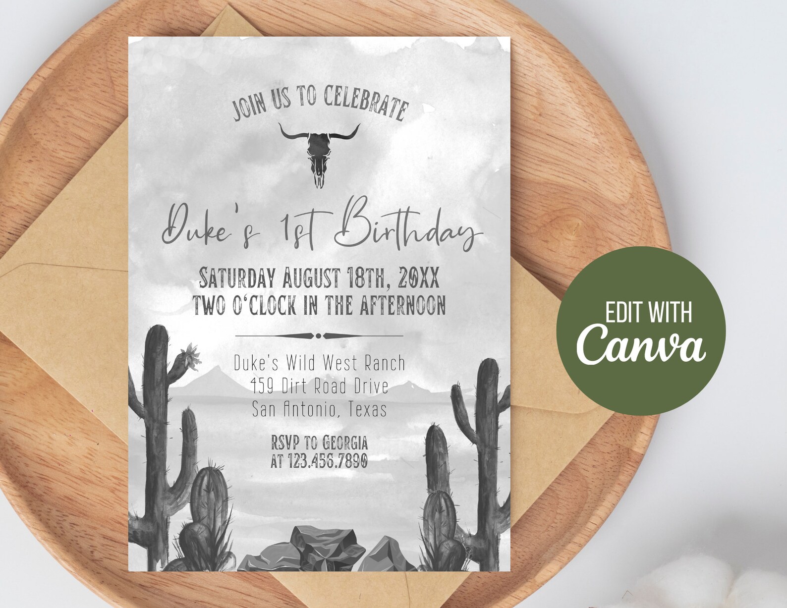 Western First Birthday Invitation Template Wild One Birthday - Etsy