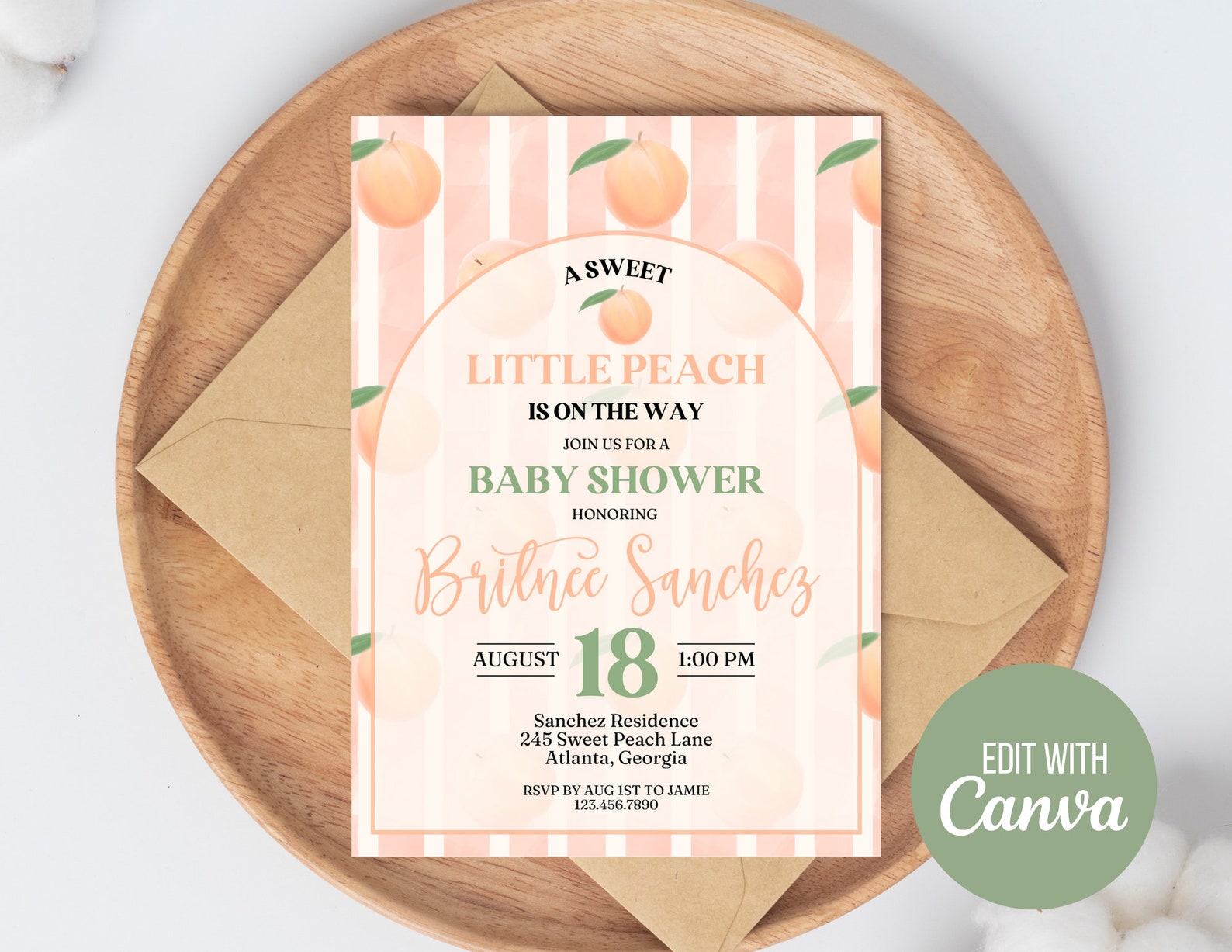 Peach Baby Shower Invitations | A Little Peach is on the Way | Peach ...