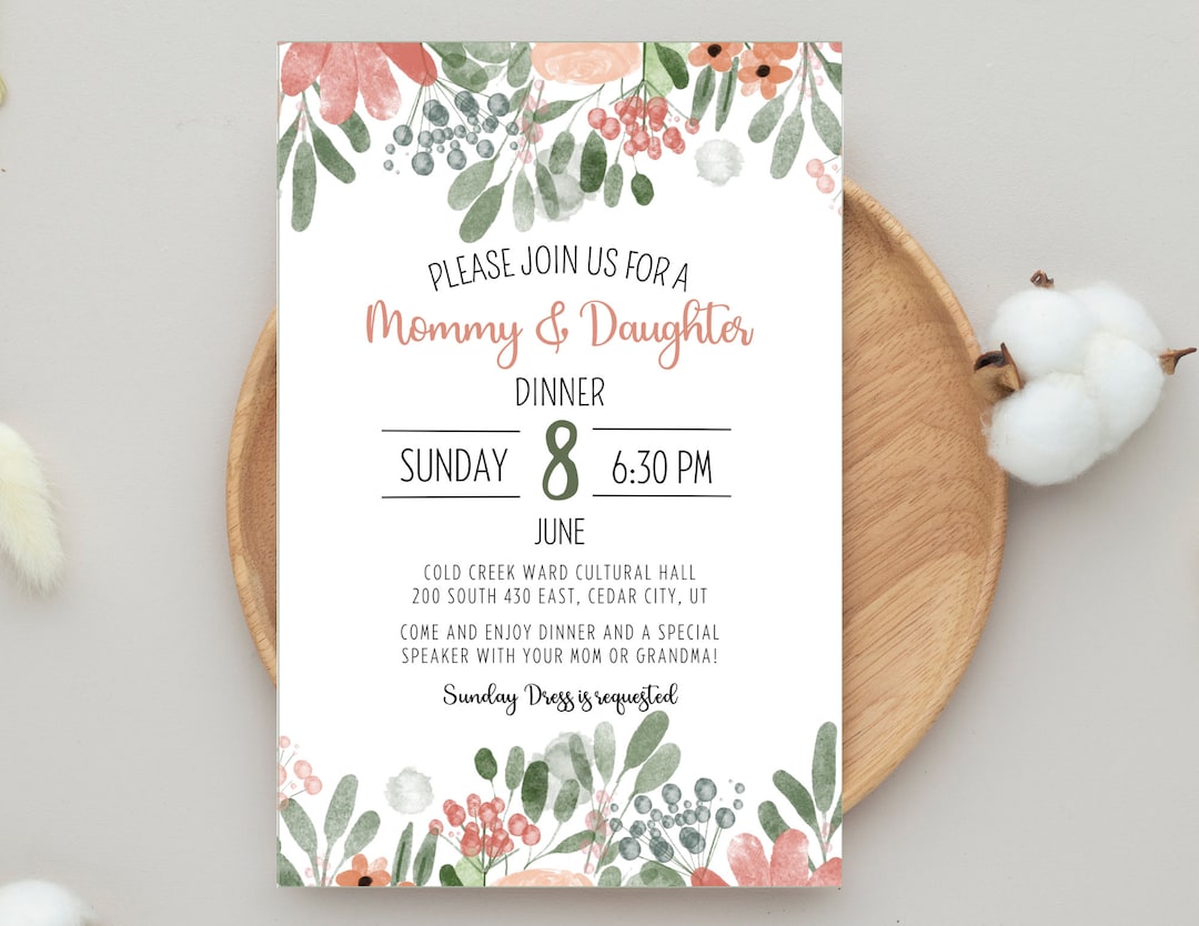 Mommy And Daughter Dinner Invitation Mother Daughter Dinner Invitation Young Womens Dinner