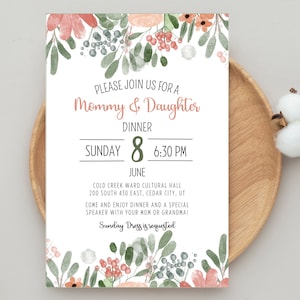 Mommy and Daughter Dinner Invitation | Mother Daughter Dinner ...