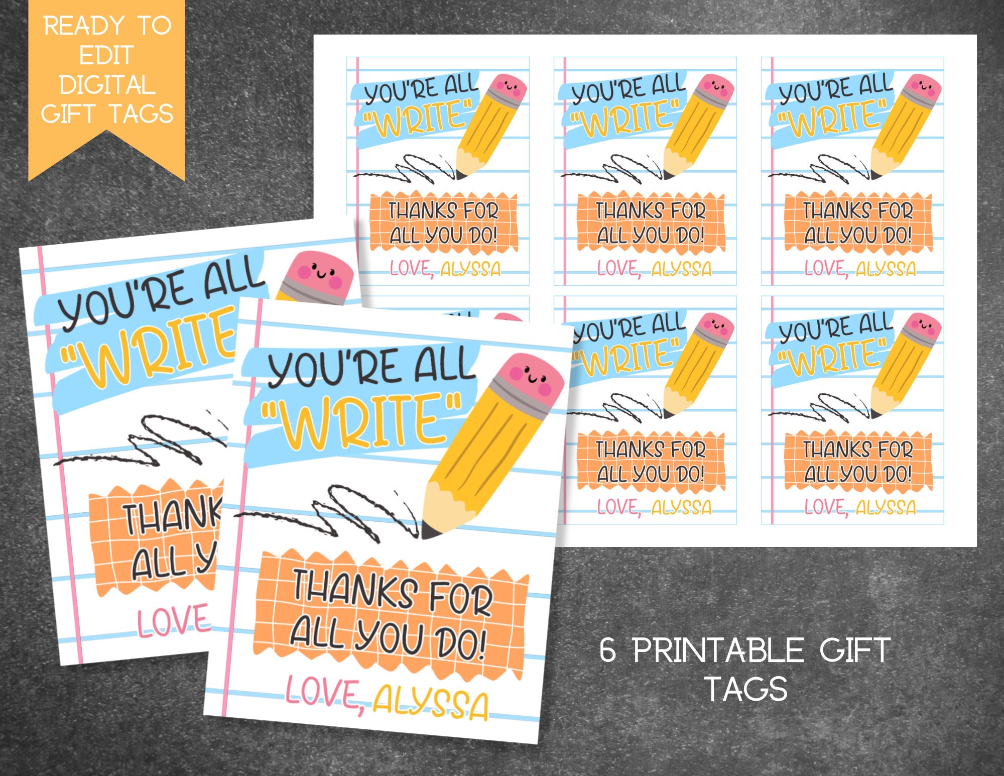 Teacher Appreciation Gifts Tags, Pencil Teacher Appreciation Week Tag ...