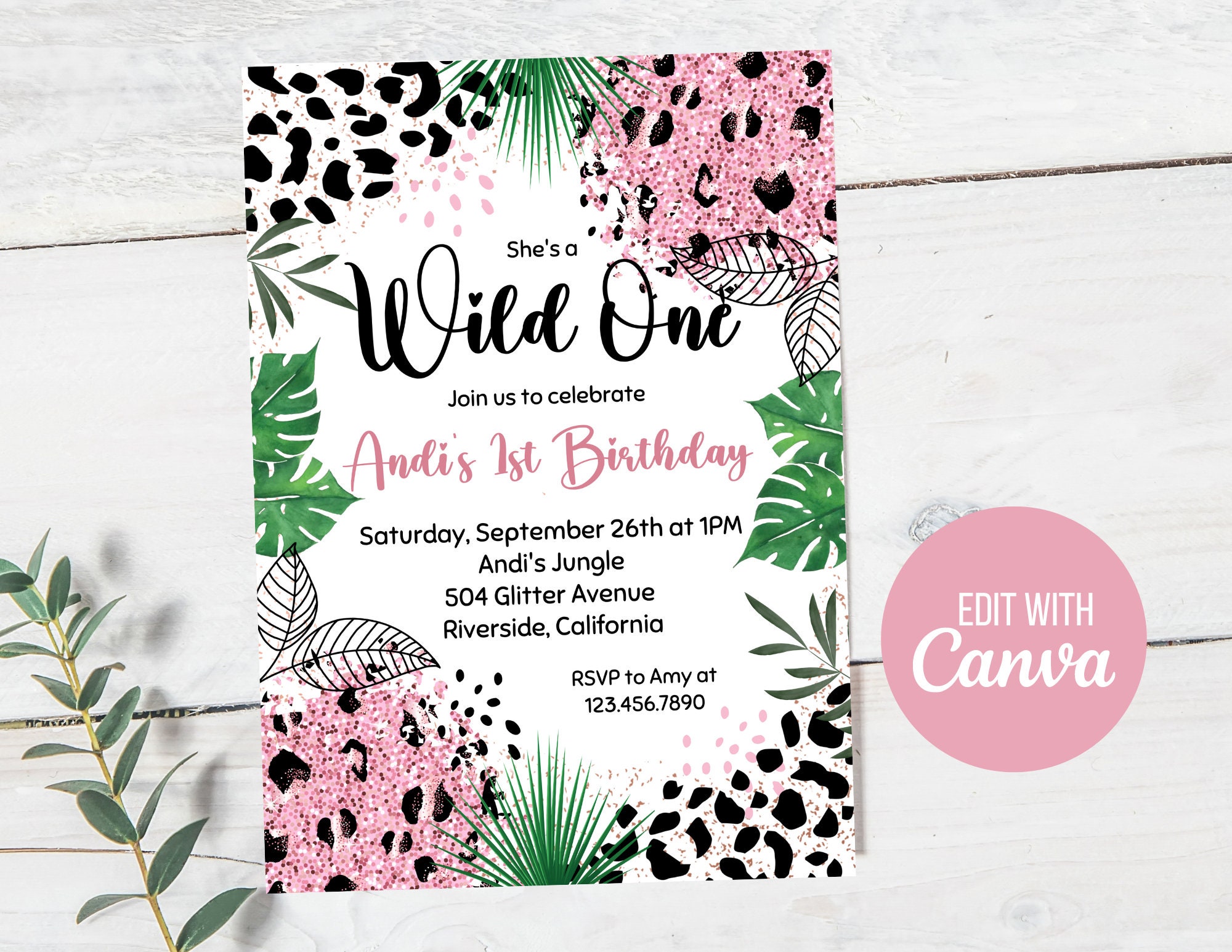 Wild One Birthday Invitation Girl First Birthday Party - Etsy