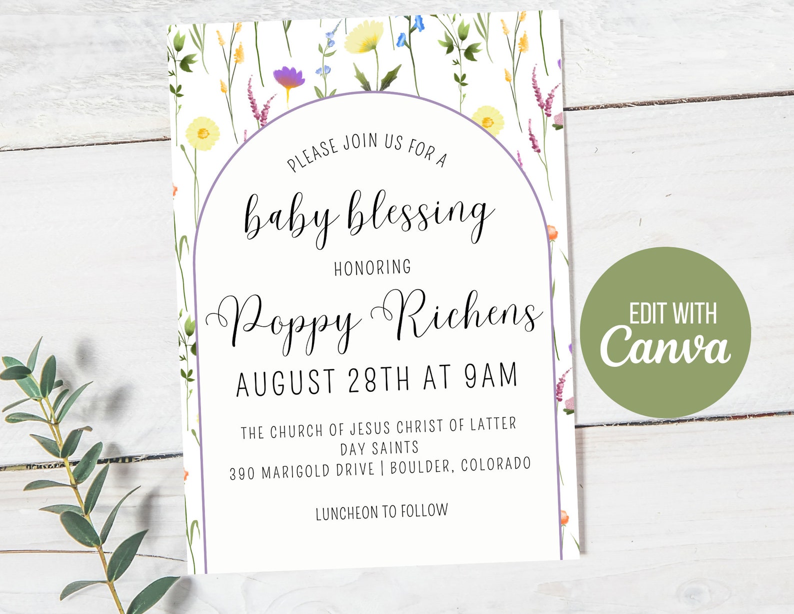 Baby Blessing Invitation Template LDS Baby Blessing Invitation LDS Baby ...