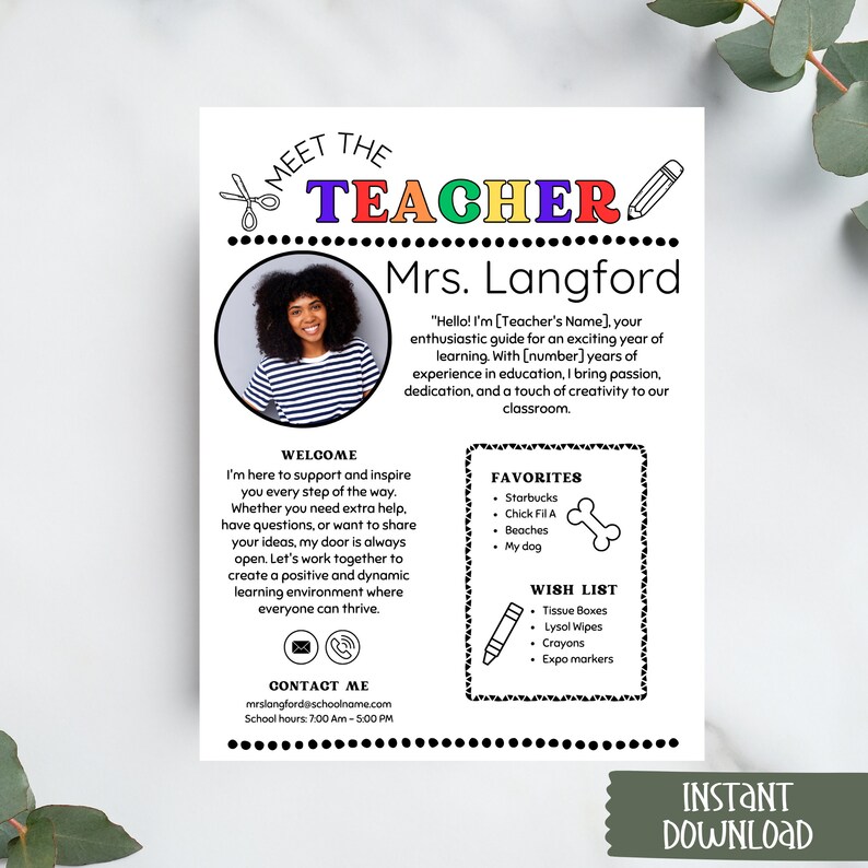 Meet the Teacher Teacher Template Back to School Flyer Teacher ...