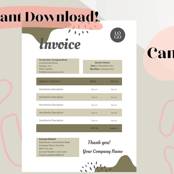 Invoice Template Cv Template - Etsy