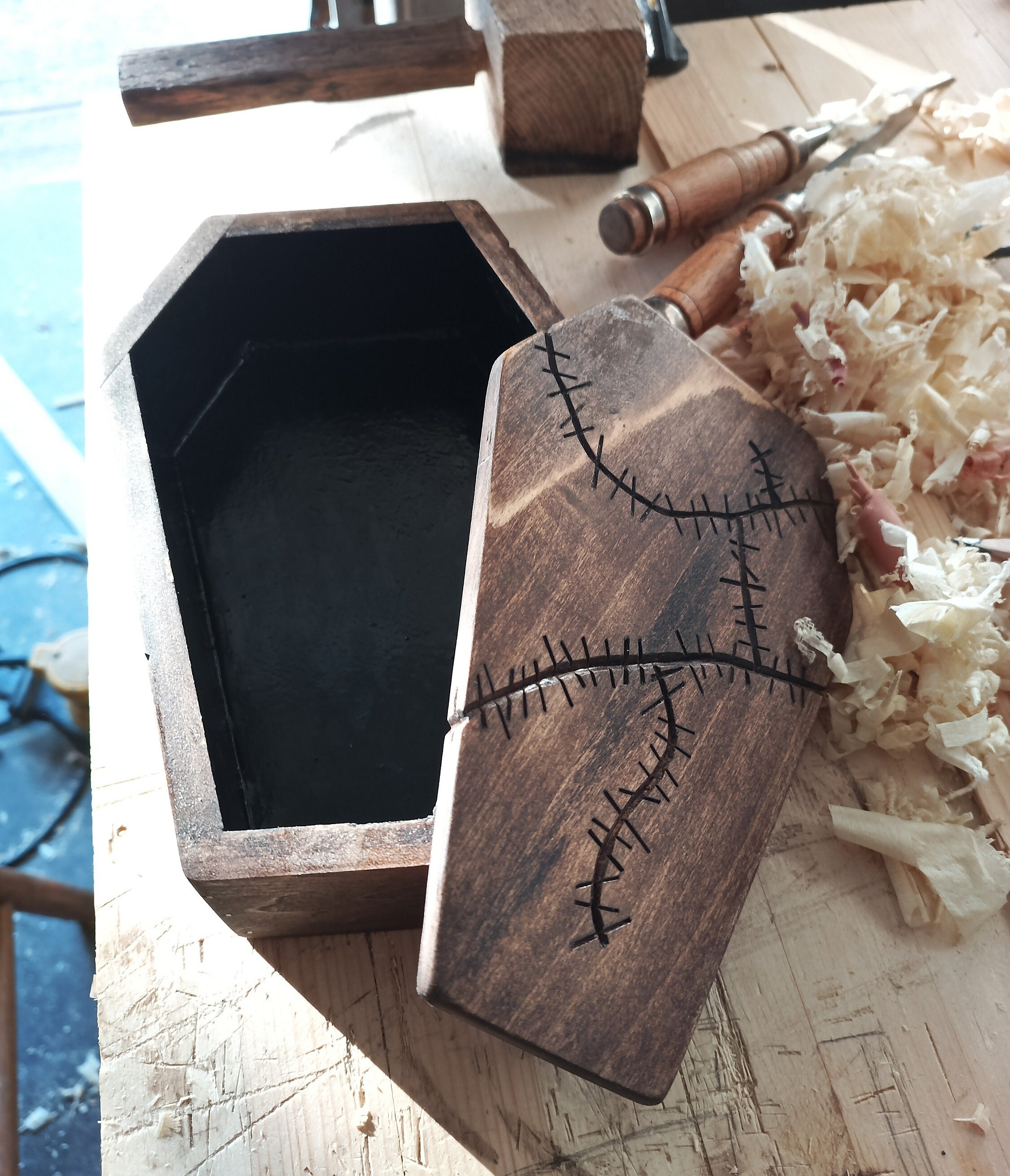 Wooden Coffin Jewelry Box - Etsy