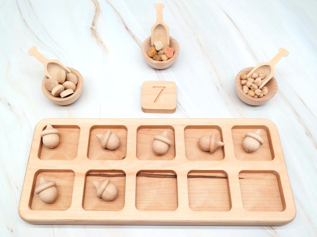 Wooden Ten Frame for Sorting and Counting, Montessori Wooden Toys for ...