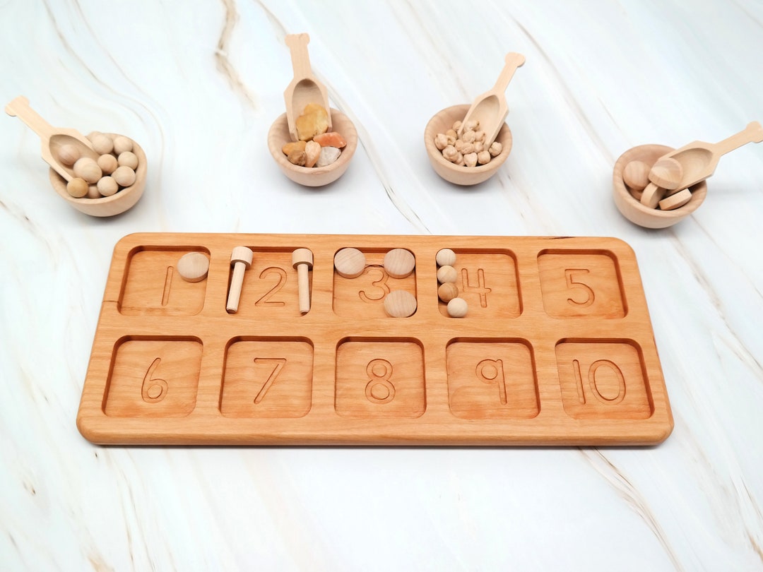 Wooden Ten Frame for Sorting and Counting, Montessori Wooden Toys for ...