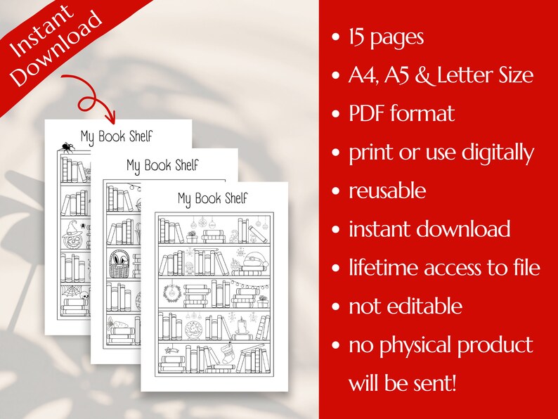 Printable Book Shelf Trackers Reading Journal, Printable Reading ...