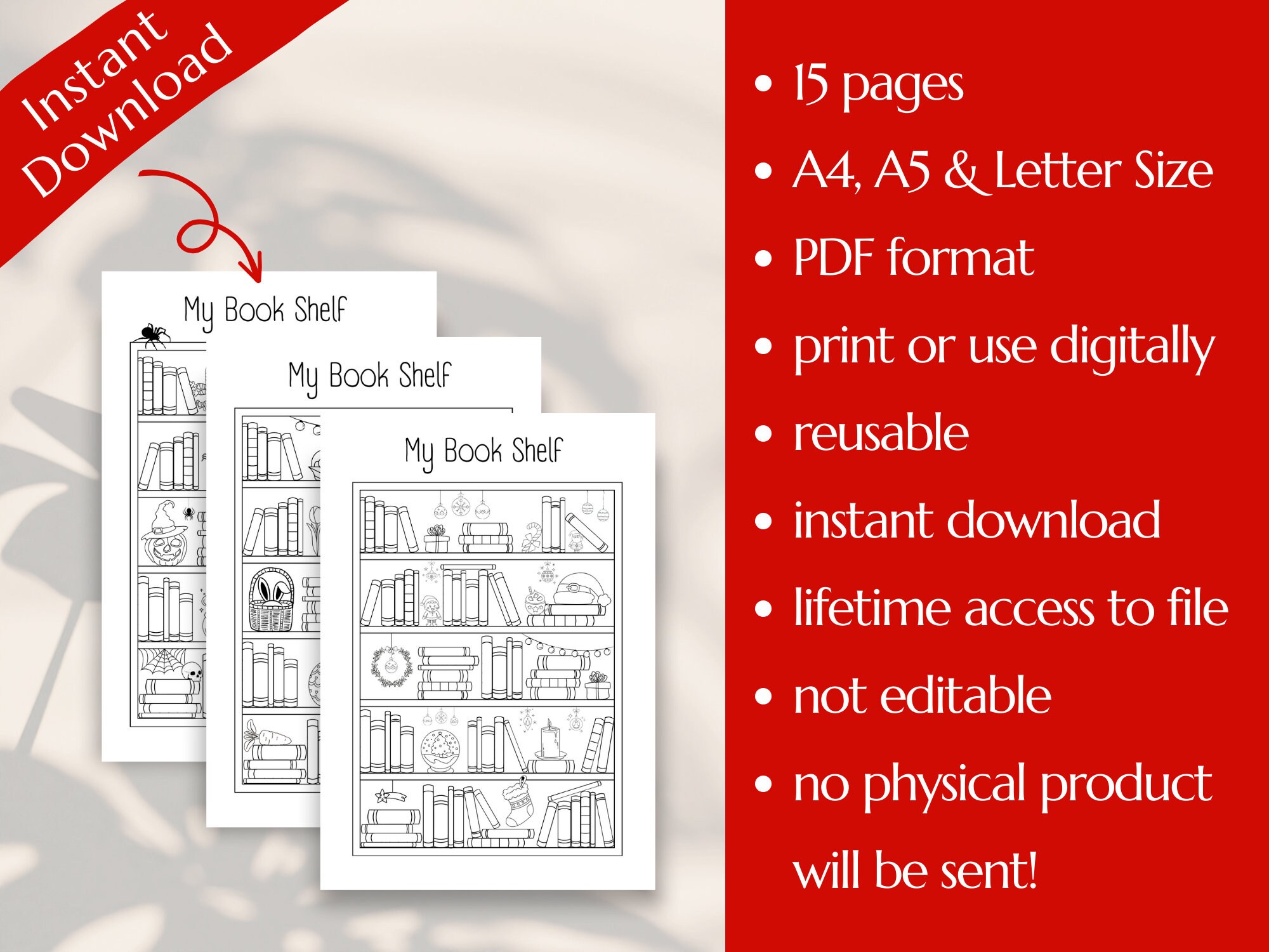 Printable Book Shelf Trackers Reading Journal, Printable Reading ...