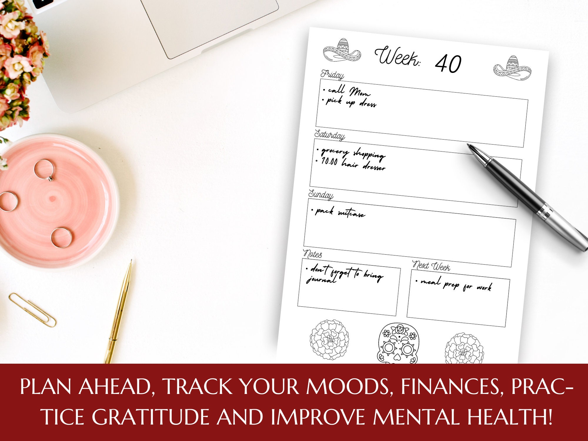 Premade Bullet Planner Pages 2025 Undated Printable Journal Template ...
