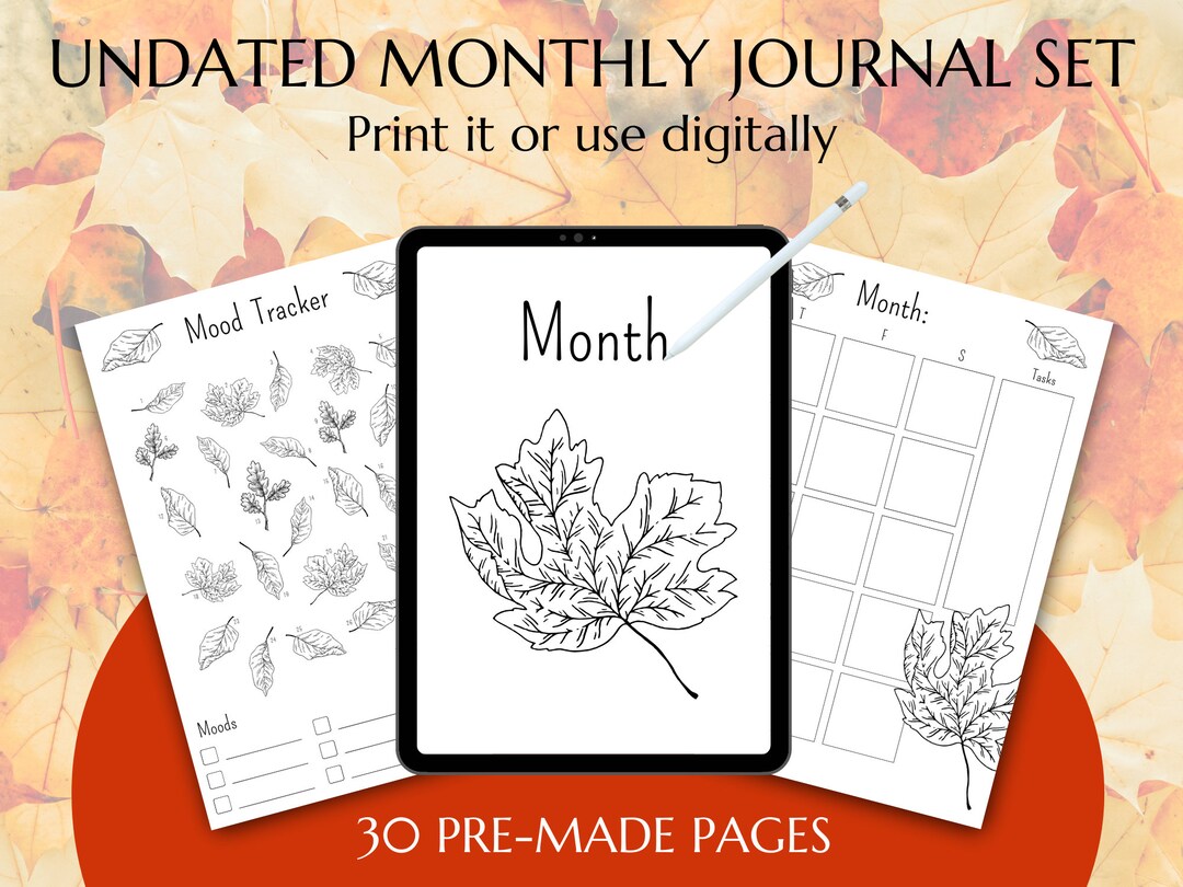 Undated Printable Journal Pages Autumn Theme, September Premade Journal ...