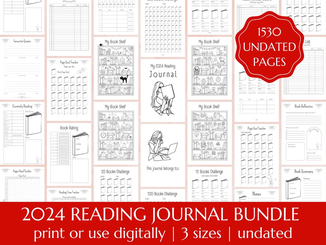 Reading Journal Pages Undated Digital Reading Journal Printable Digital ...