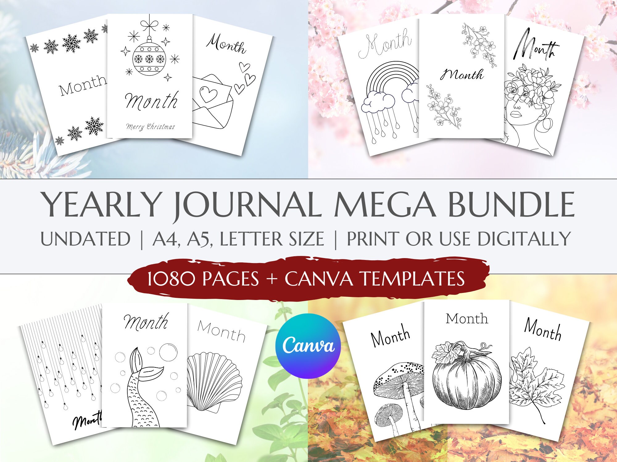 Premade Yearly Journal Canva Template 2023/2024, Editable Journal ...