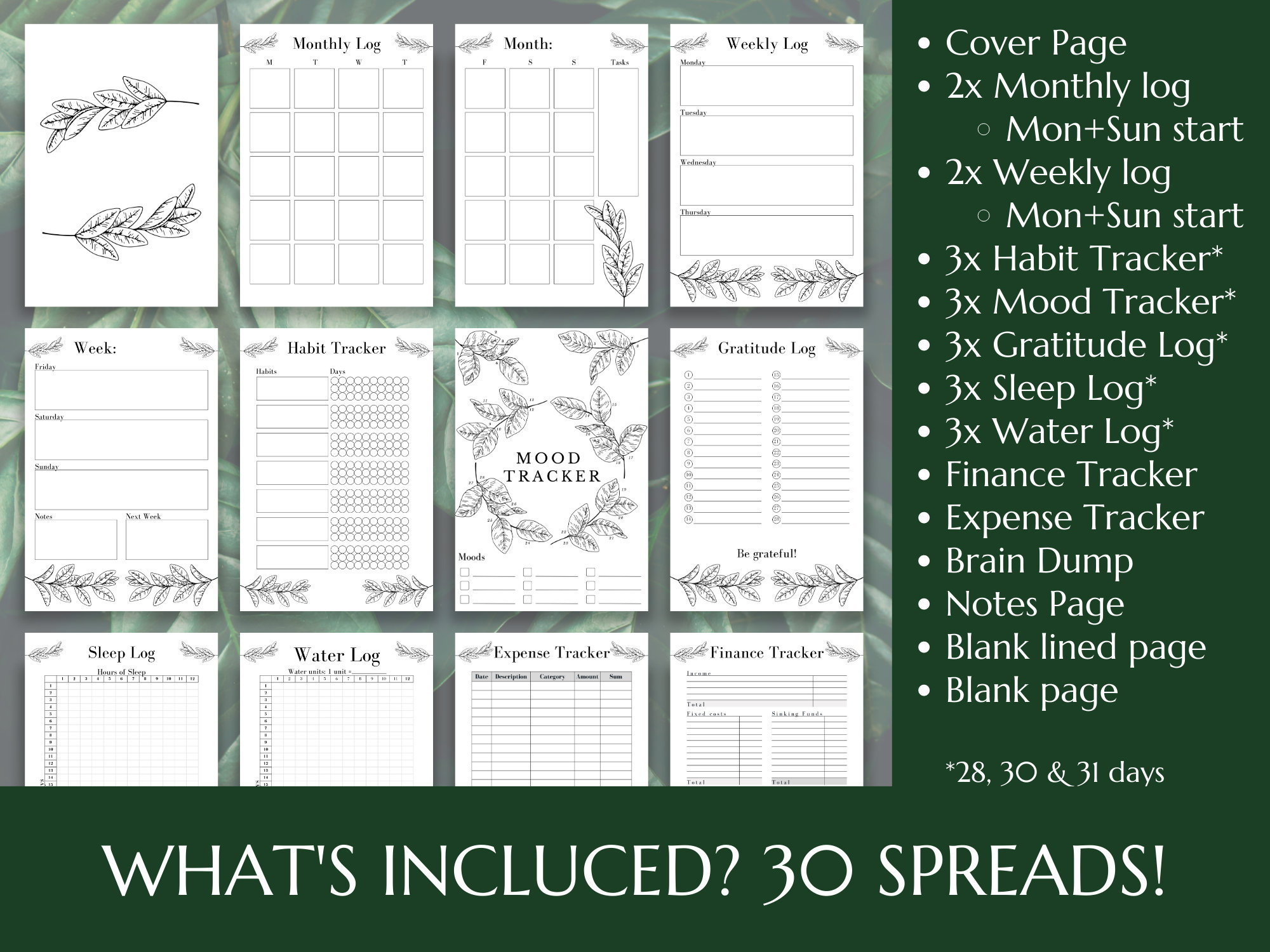 Premade Journal Pages 2023 Leaf Theme Undated Digital Journal Pages ...