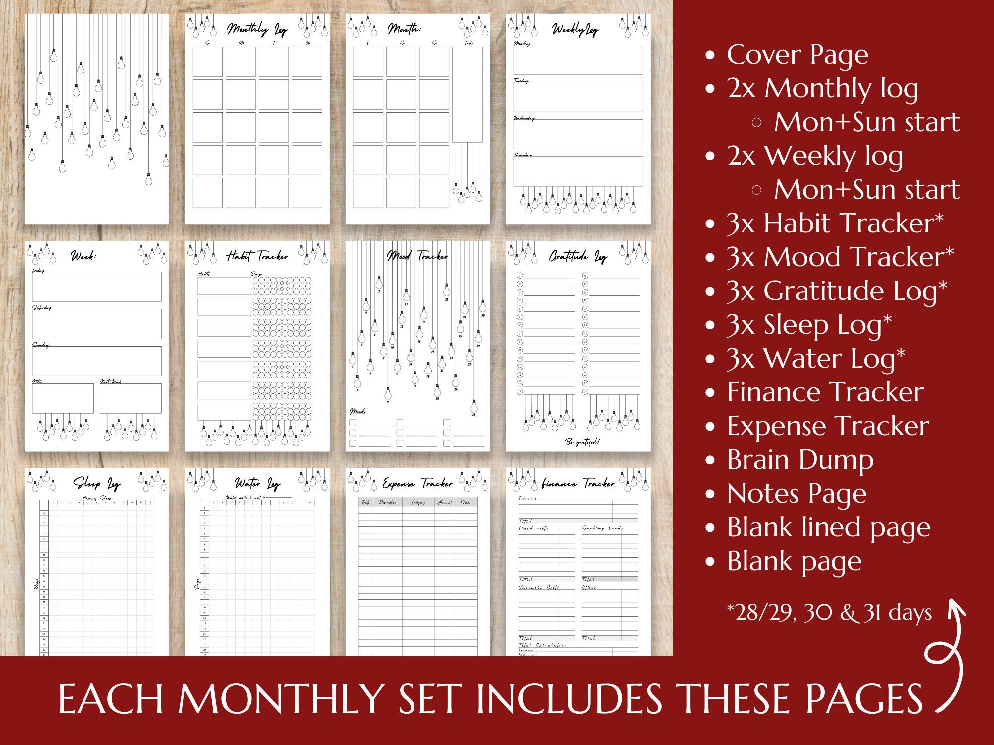 Premade Bullet Planner Pages 2025 Undated Printable Journal Template ...