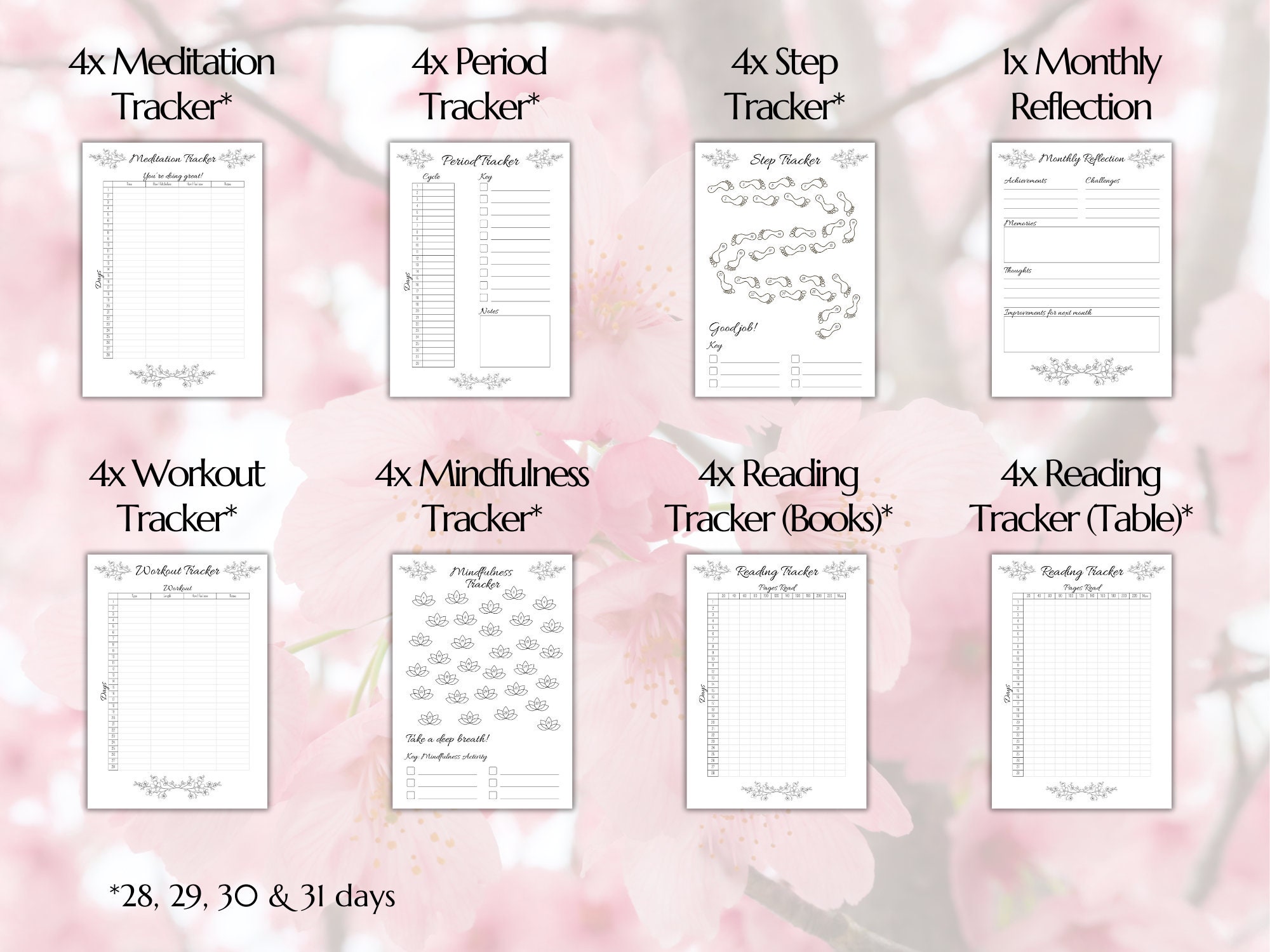 2024 Premade Journal Pages April Cherry Blossom Digital Journal Pages ...