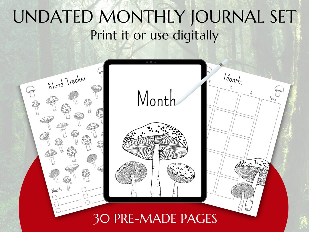 Undated Printable Journal Pages September Mushroom Theme, October ...