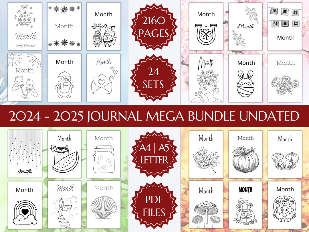 Premade Journal Bundle 2024 Undated, Printable Journal Template ...