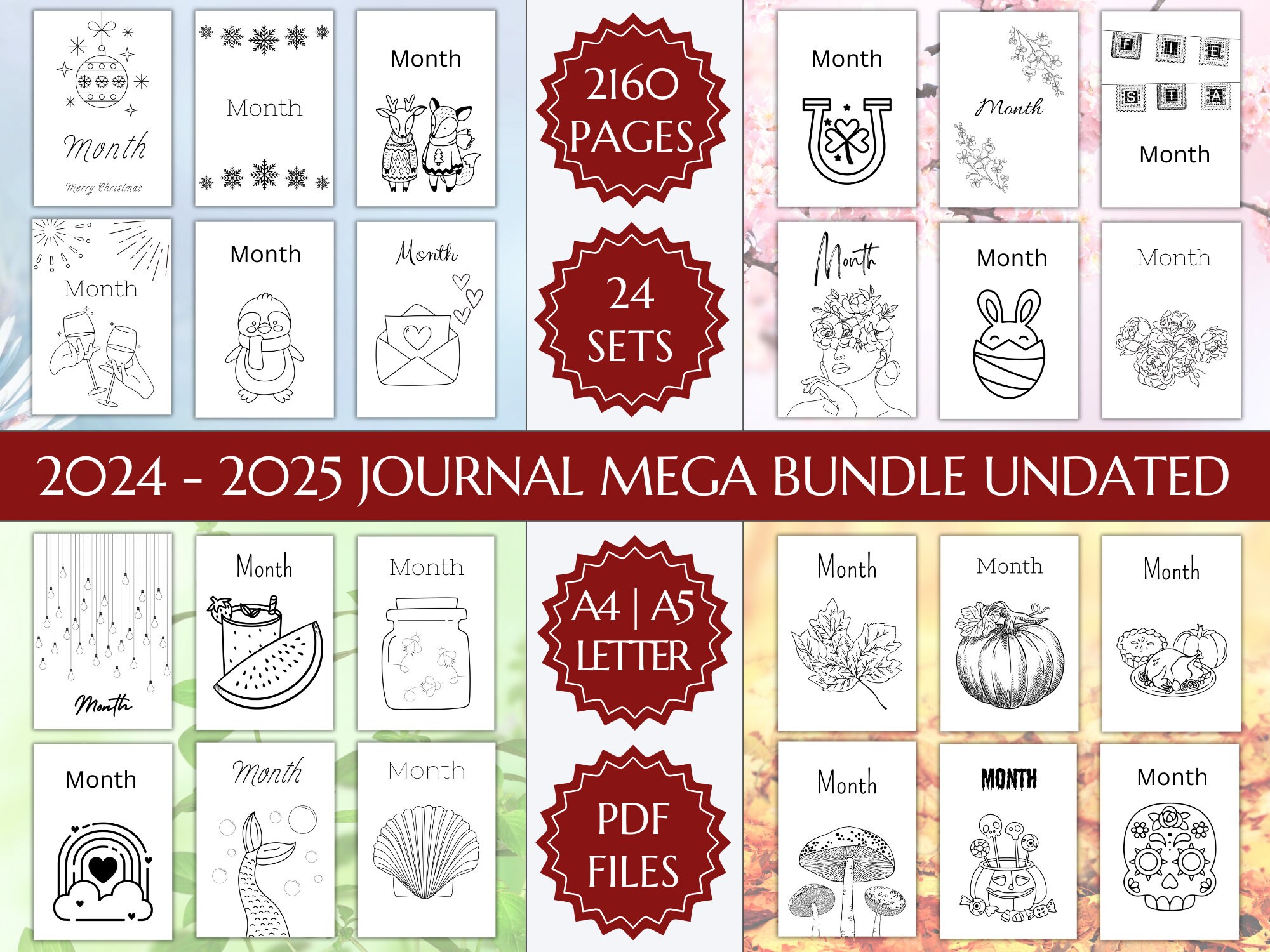 Premade Bullet Planner Pages 2025 Undated Printable Journal Template ...