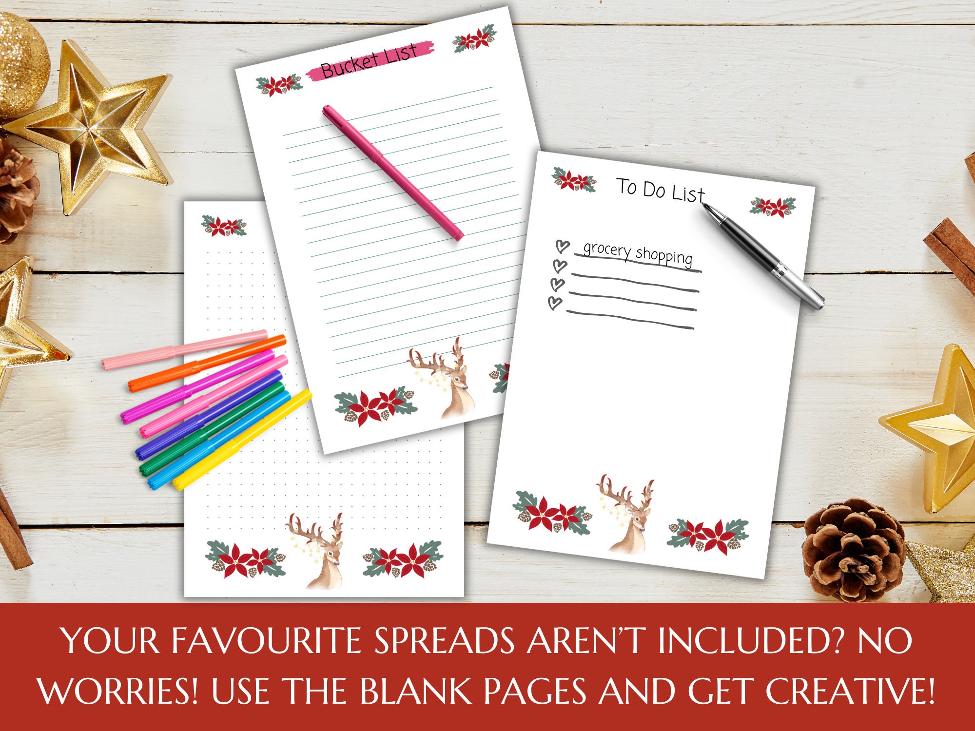Premade Journal Printable Undated Christmas Theme, Digital Journal ...
