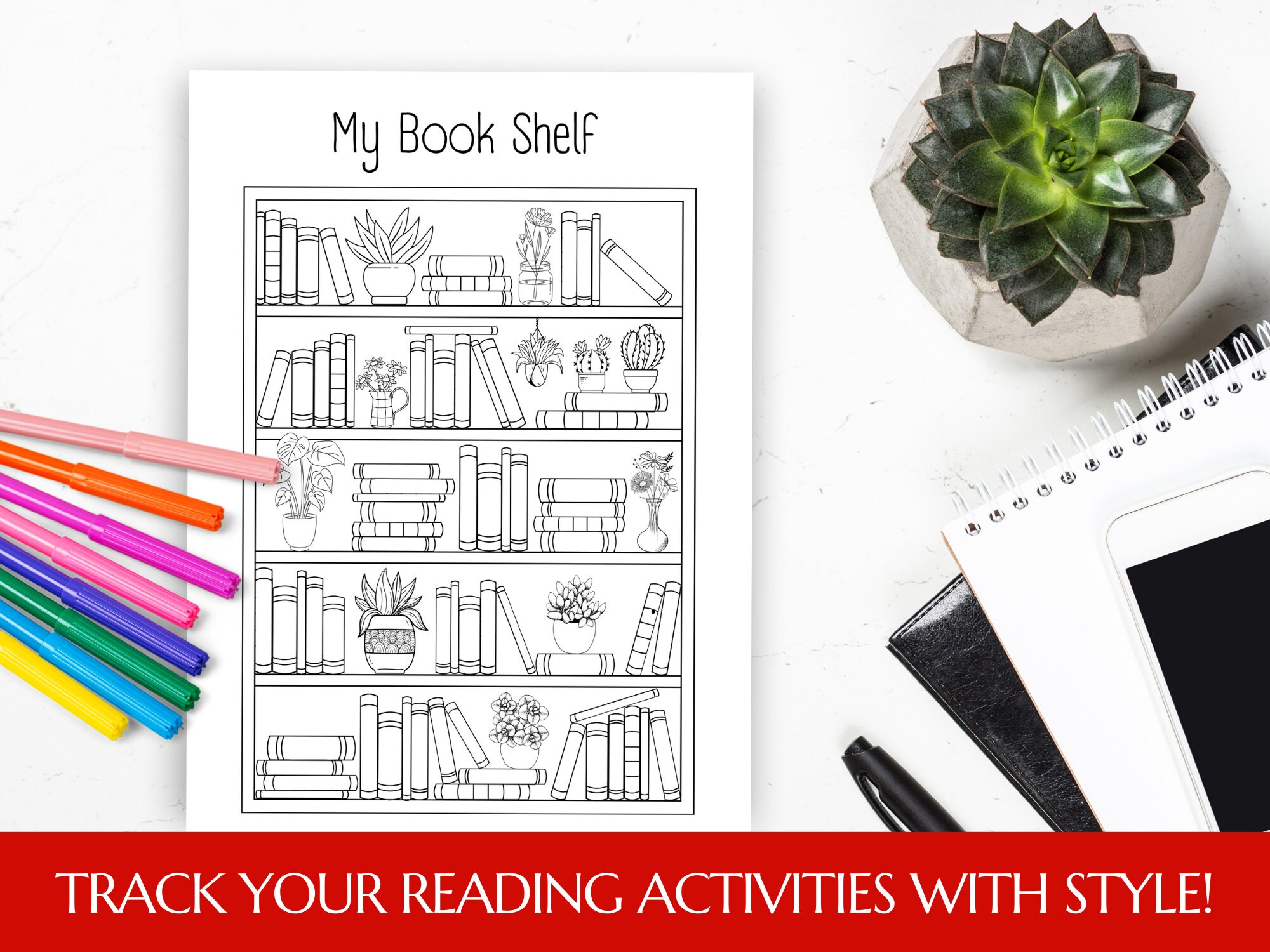 Printable Book Shelf Trackers Reading Journal 2024, Printable Reading ...