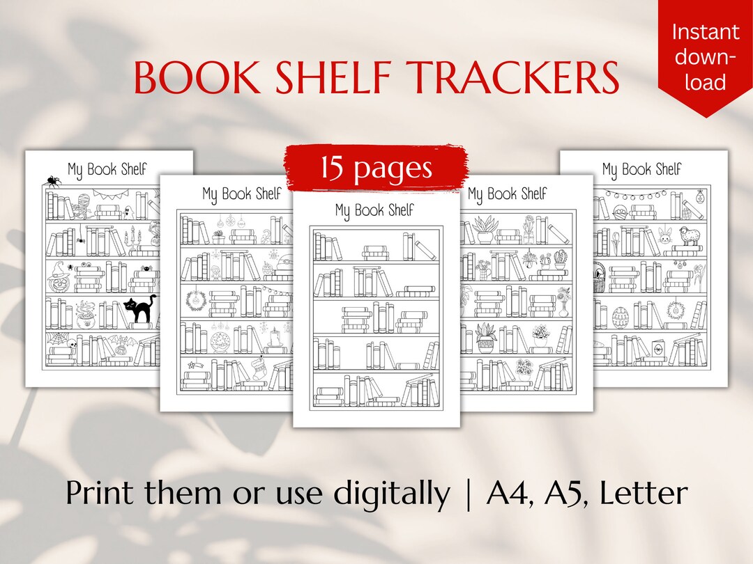 Printable Book Shelf Trackers Reading Journal, Printable Reading ...