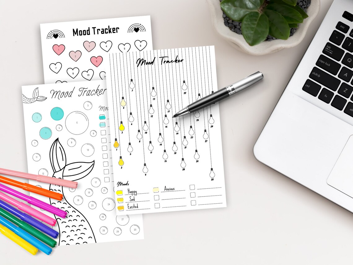 Mood Tracker Printable 2023, 2024, 2025 Premade Mood Tracker Journal ...