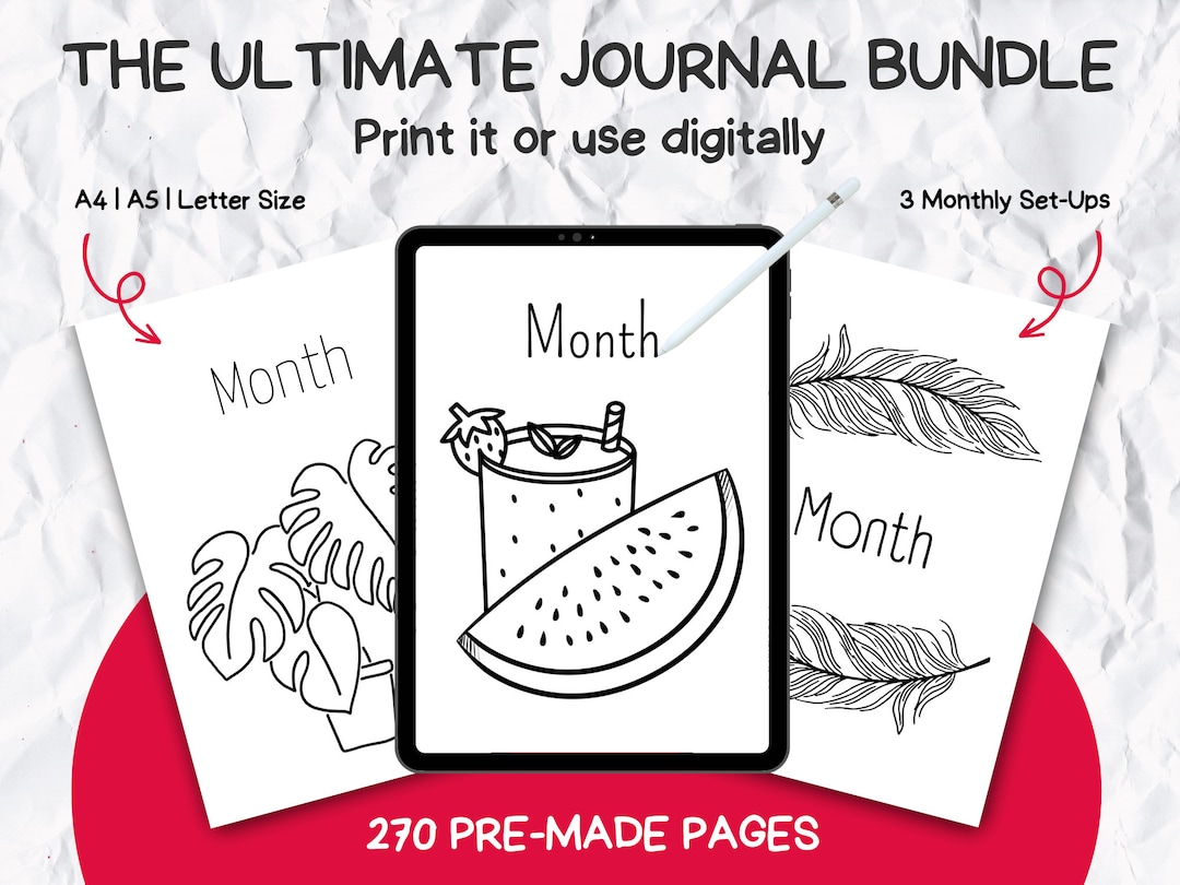Daily Journal Pages Bundle 2024 Undated Premade Digital Journal Pages ...
