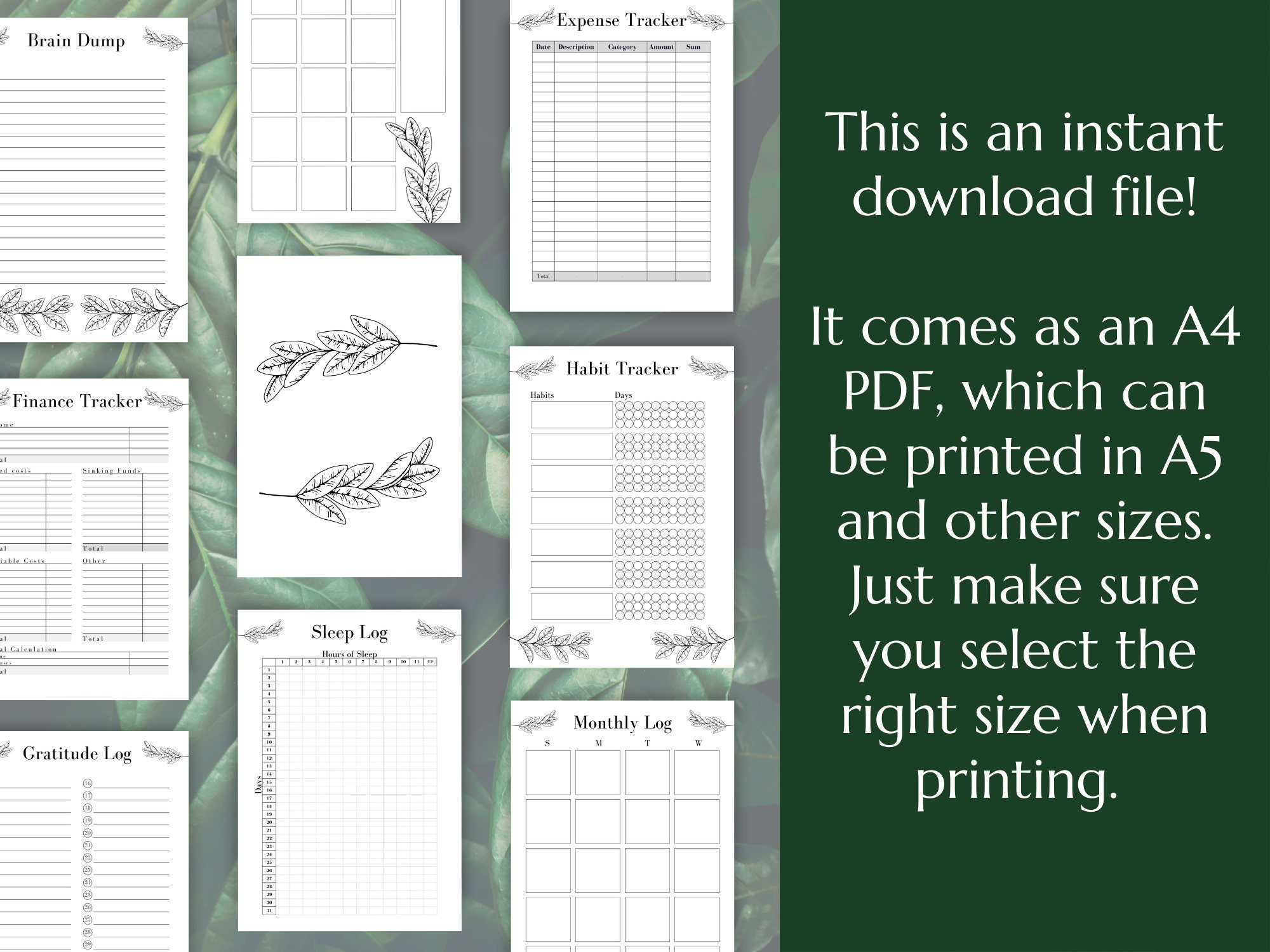 Premade Journal Pages 2023 Leaf Theme Undated Digital Journal Pages ...