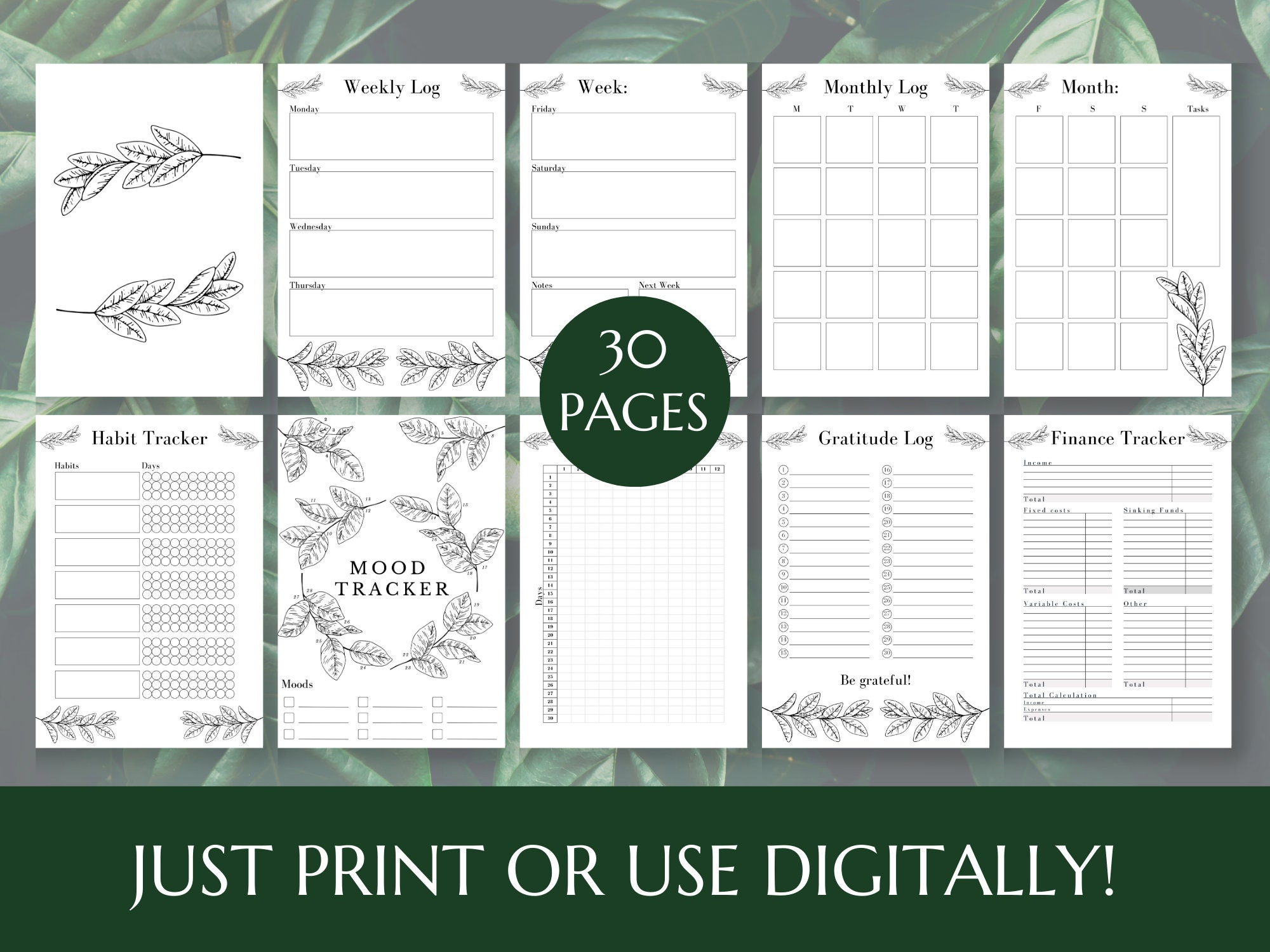 Premade Journal Pages 2023 Leaf Theme Undated Digital Journal Pages ...