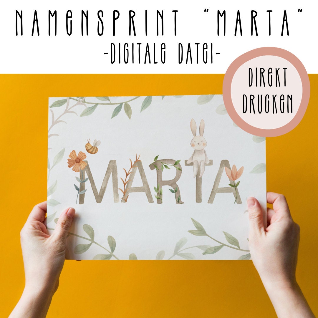 Name Poster MARTA Instant Download Print Directly Gift Idea for a Birth ...
