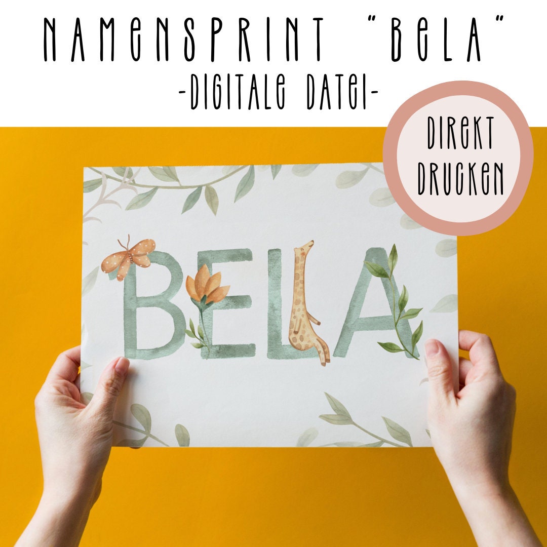 Name Poster BELA | Instant Download | Print Directly | Birth Gift Idea ...