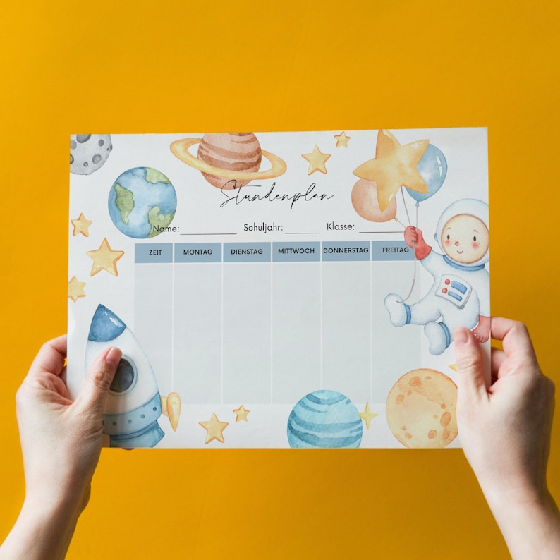 Space-themed Timetable With Astronaut | Print Directly | Digital File ...