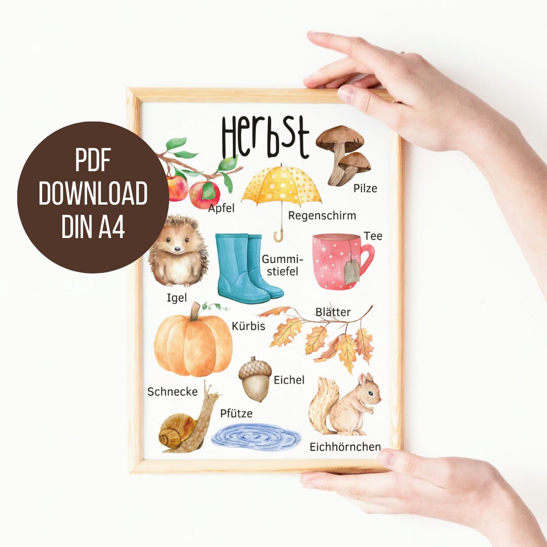 Print Out Autumn Posters Directly DIN A4 Vocabulary Poster Montessori ...
